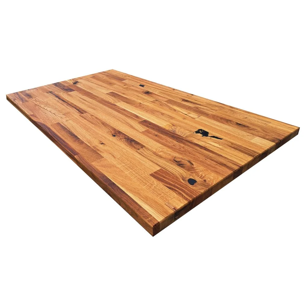 Blat insula, lemn masiv, 164 x 100 x 2.8 cm, decor stejar vintage