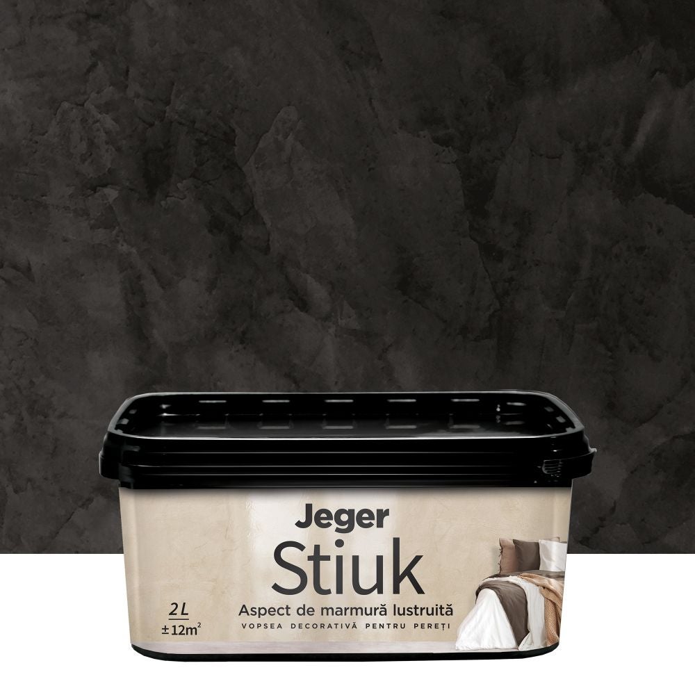 Vopsea decorativa Jeger, efect Stiuk 7, Carbon, 2 L