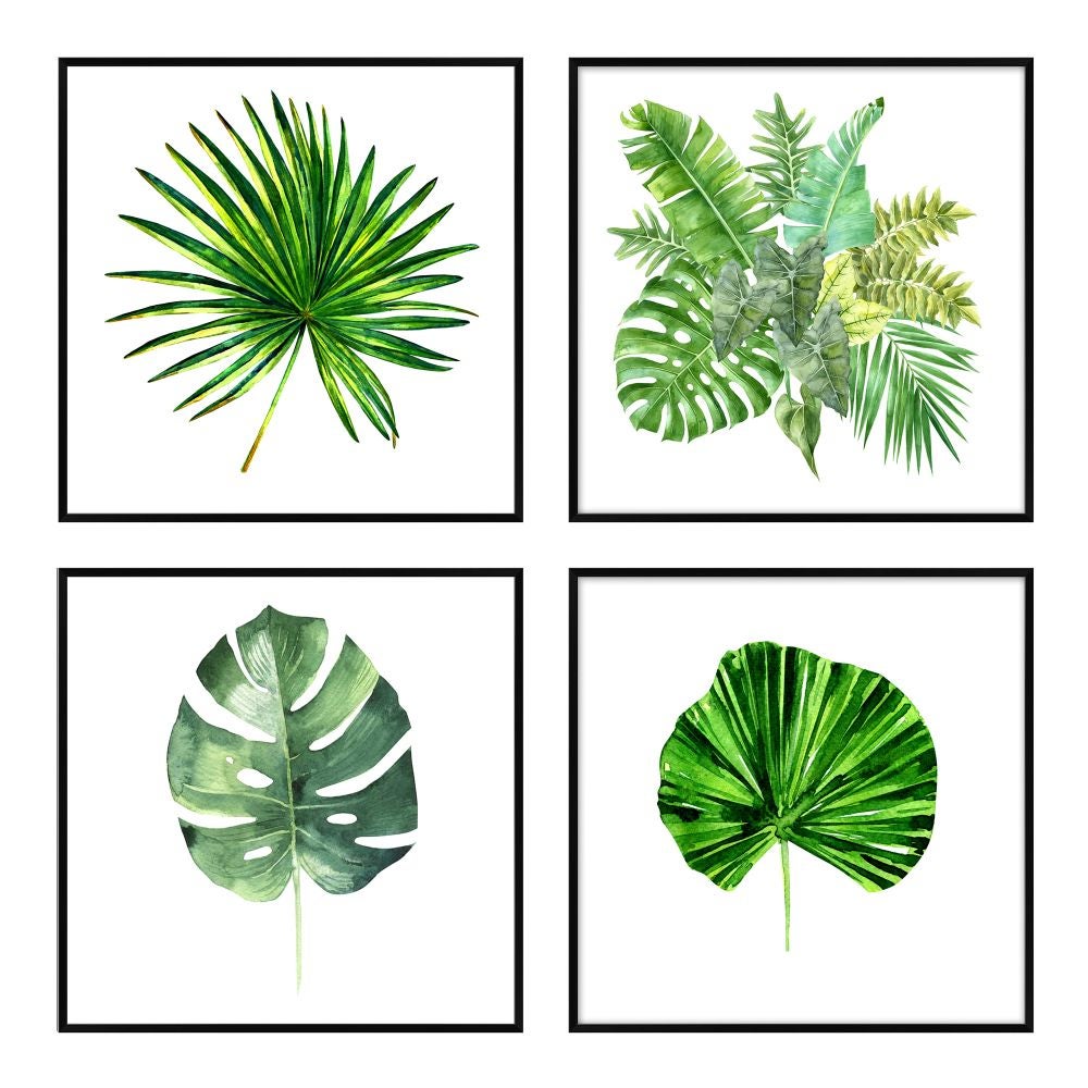 Set 4 buc tablou inramat frunze 30 x 30 cm