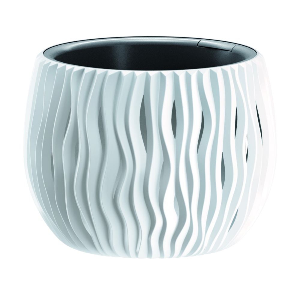 Ghiveci flori Sandy, plastic, Ø18 cm, alb
