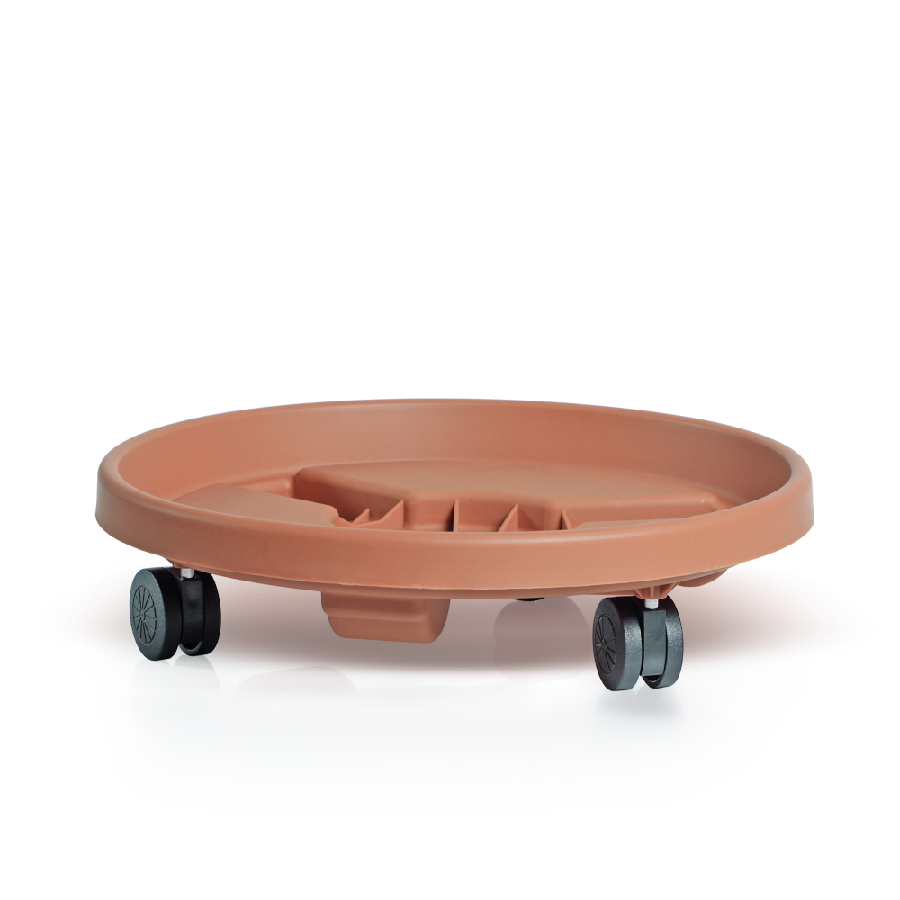 Suport cu roti pentru ghiveci, plastic, Ø26 cm, maro