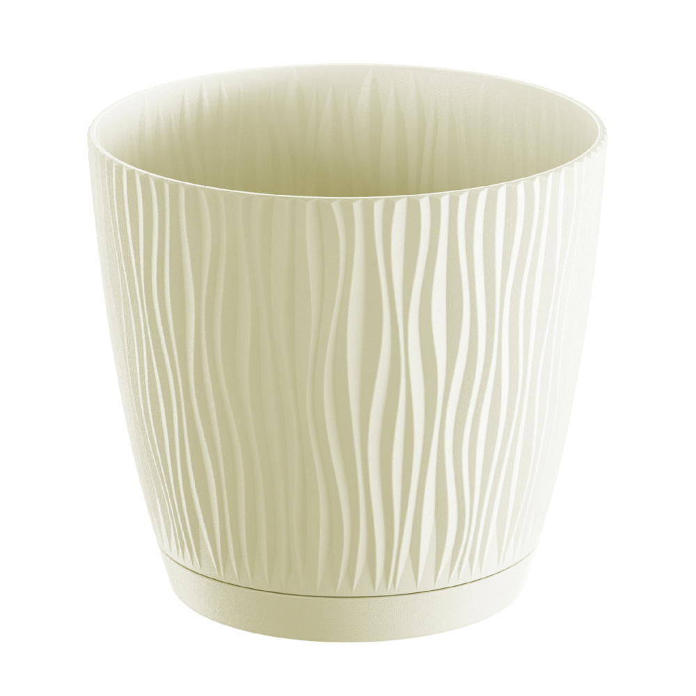 Ghiveci flori Sandy, plastic, Ø13 cm, bej