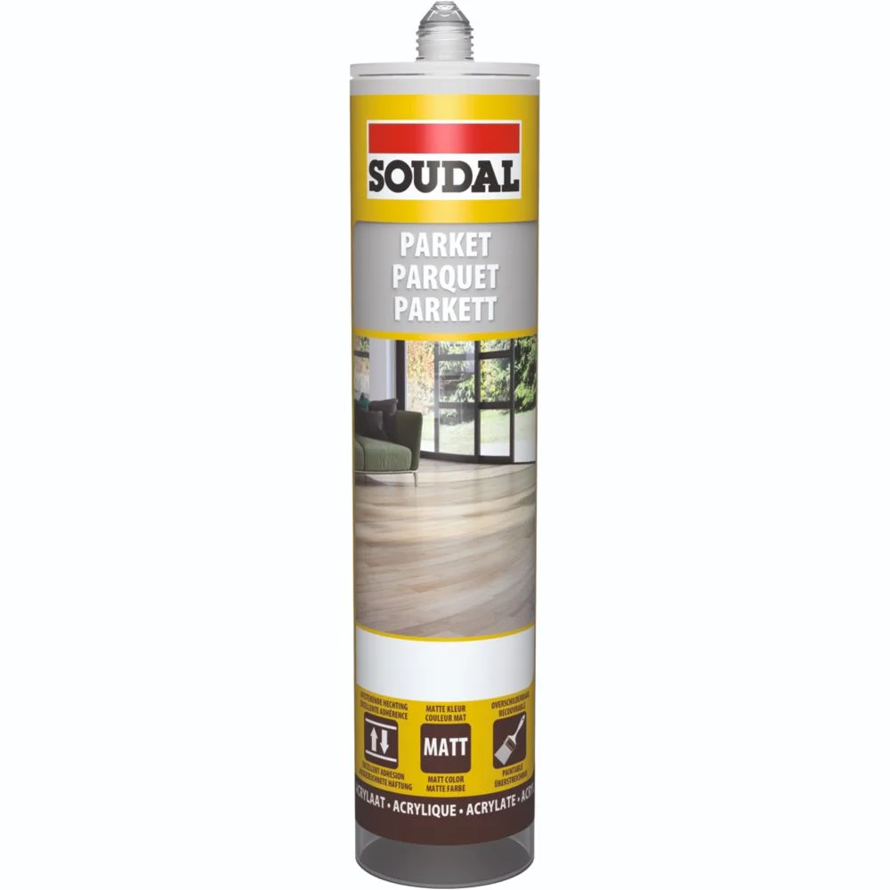 Mastic acrilic Soudal, pentru rosturi parchet, gri deschis, 280 ml