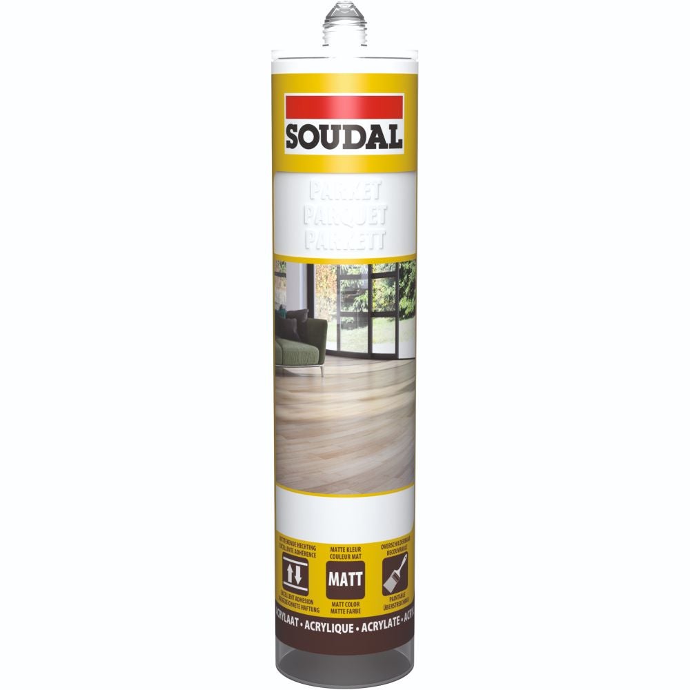 Mastic acrilic Soudal, pentru rosturi parchet, alb perlat, 280 ml