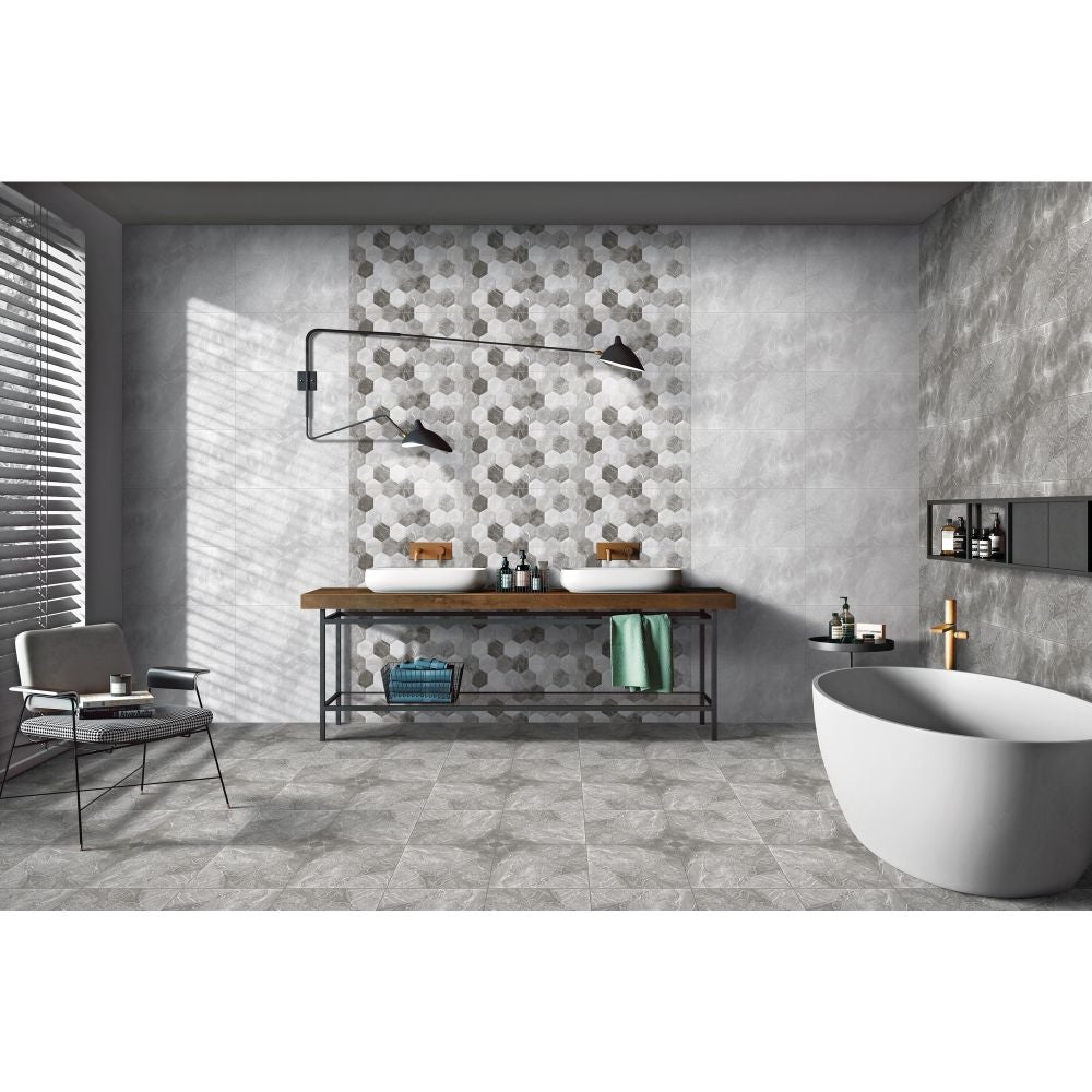 Faianta 30 x 60 cm, Lida 15276, aspect marmura, gri deschis, lucios ...