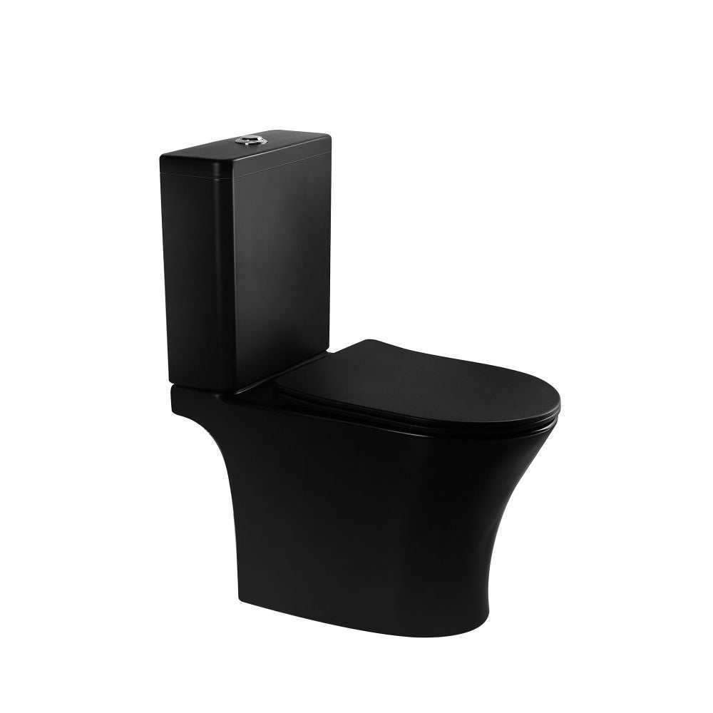Set vas wc stativ, ceramic, cu rezervor si capac, negru