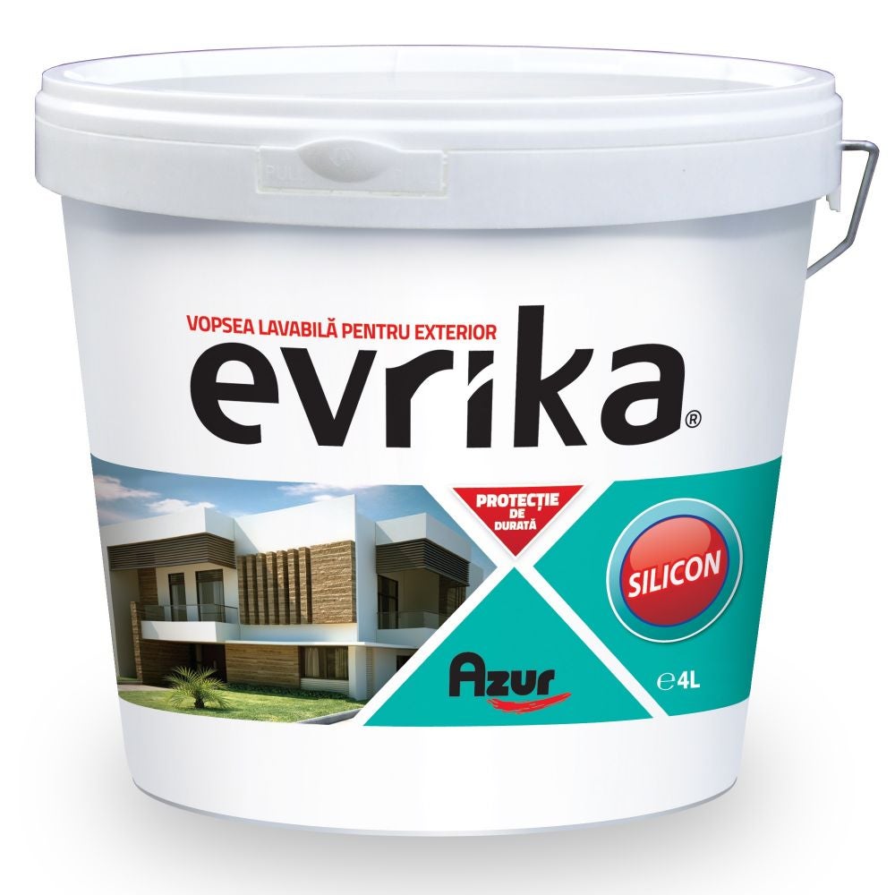 Vopsea lavabila alba de exterior, cu silicon, 4 l, Evrika