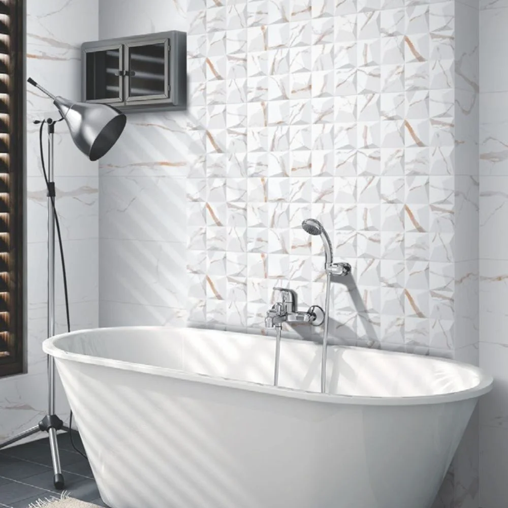 Faianta 30x90cm, Calacata Gold, aspect marmura, alb, lucios, rectificata