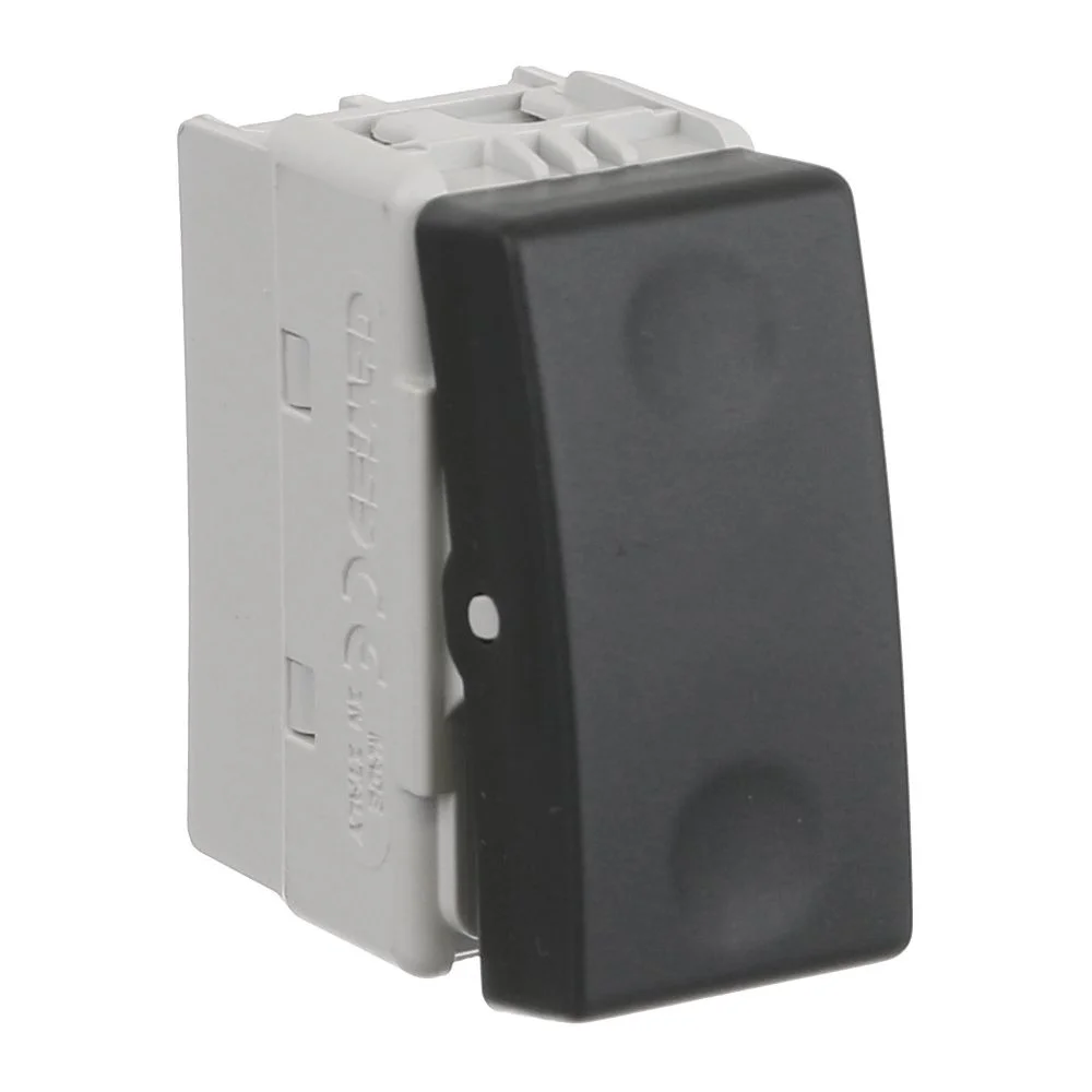 Intrerupator cap cruce simplu Gewiss Top System, modular, IP20, negru