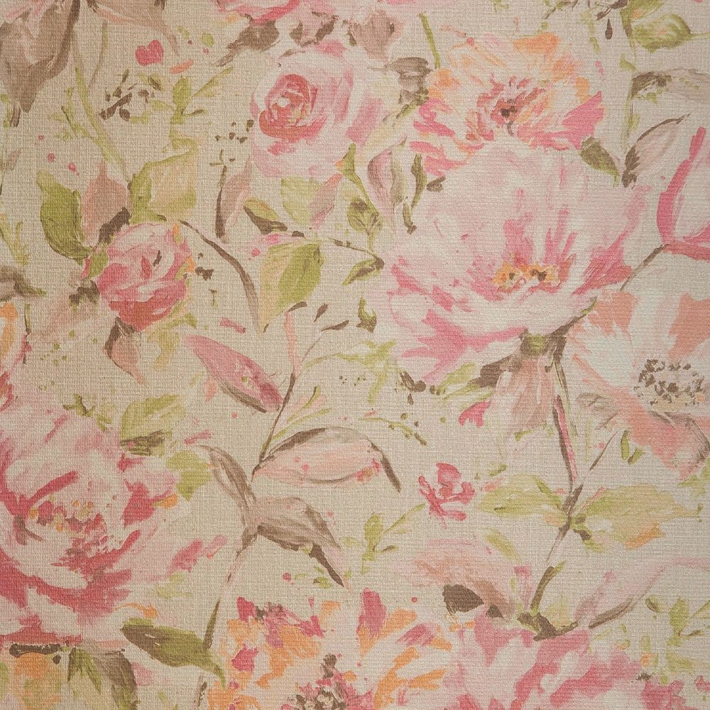 Tapet roz, model flori pastel (pret / rola)