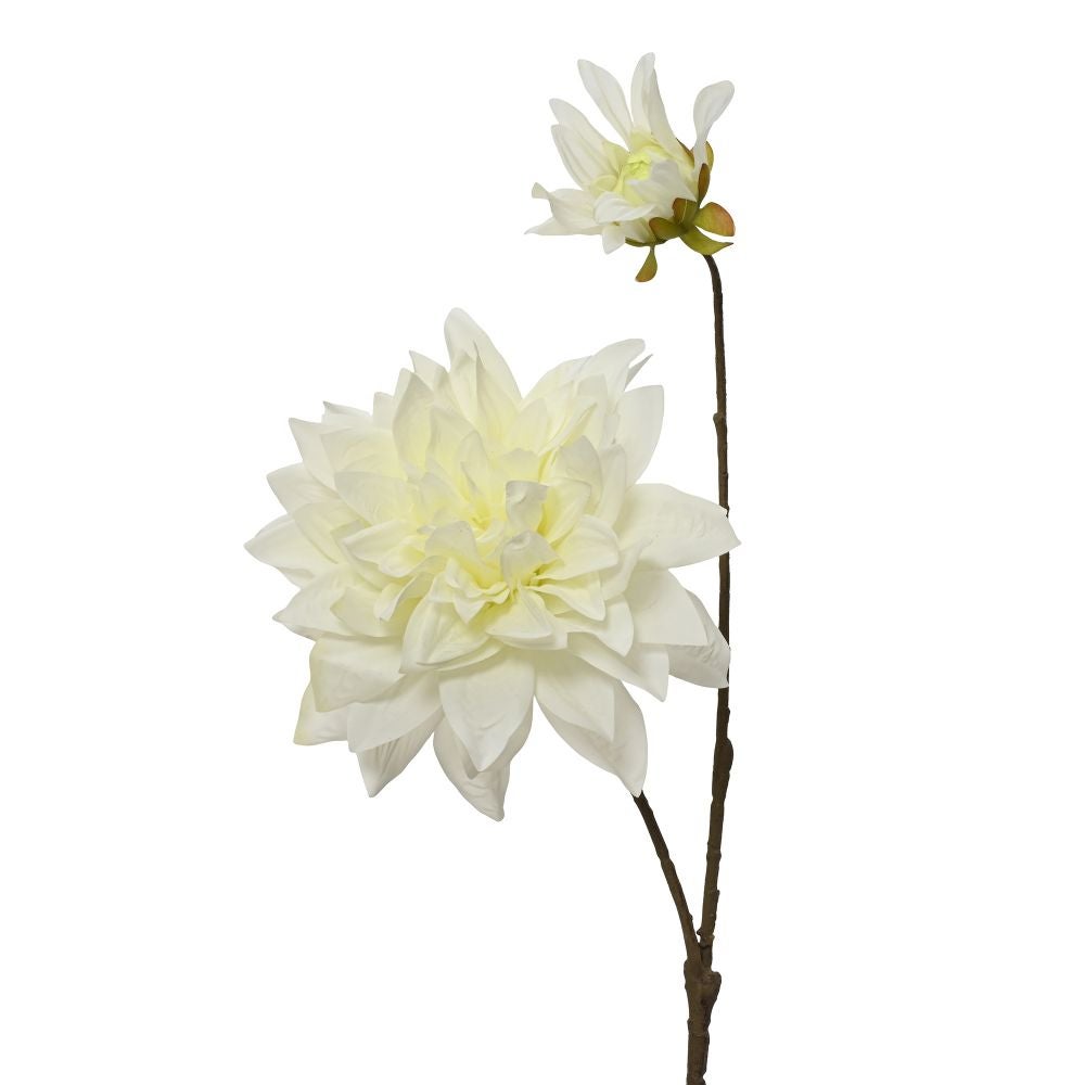 Floare artificiala, Dahlia, poliester, inaltime 68 cm, alb