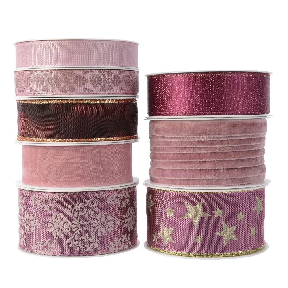 Panglica decorativa, textil, roz deschis, diverse modele si dimensiuni