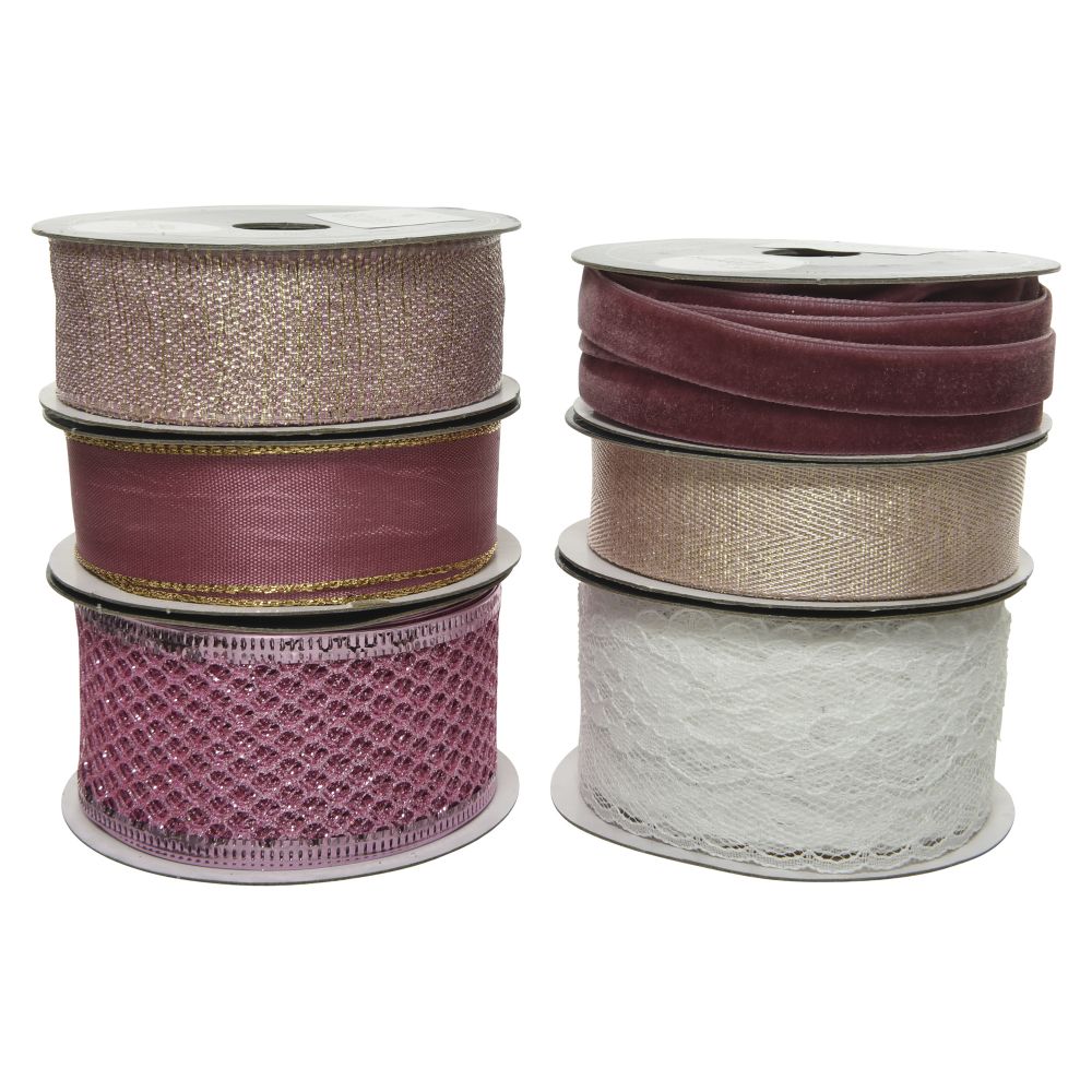 Panglica decorativa, textil, roz inchis, diverse modele si dimensiuni