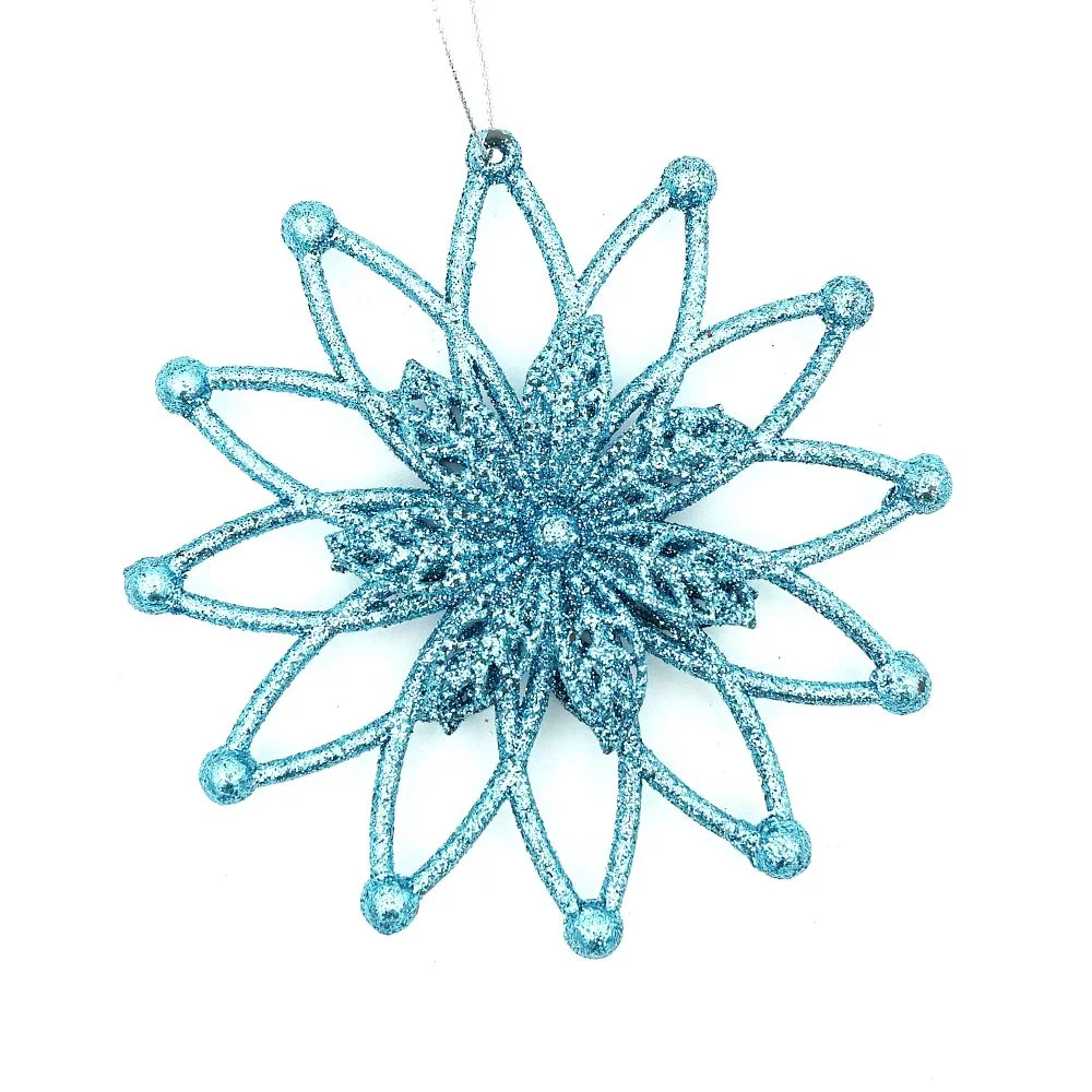 Decoratiune Craciun, pentru brad, model floare, plastic, inaltime 11 cm ...
