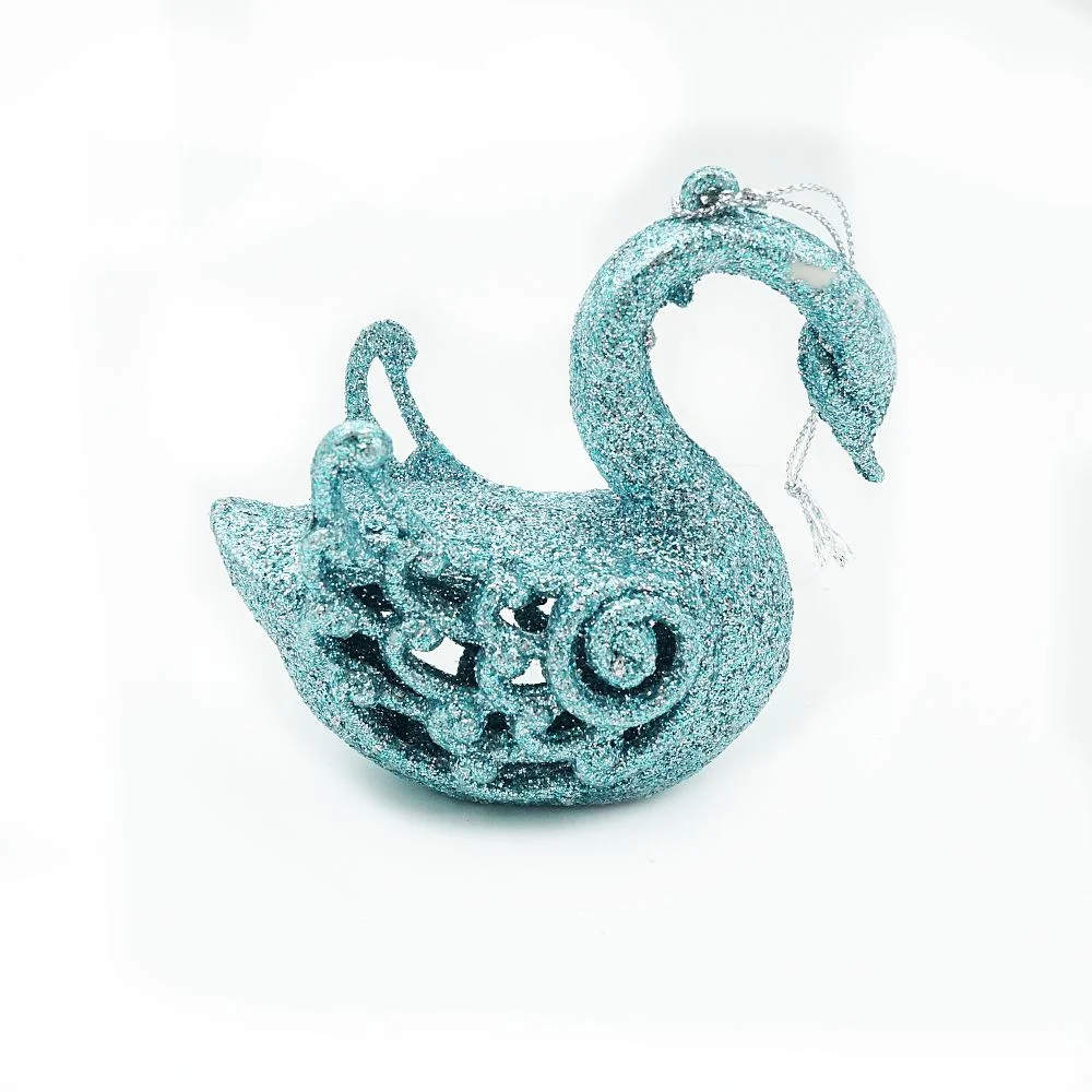 Decoratiune Craciun, pentru brad, model lebada, plastic, 9 x 8.5 x 4 cm ...