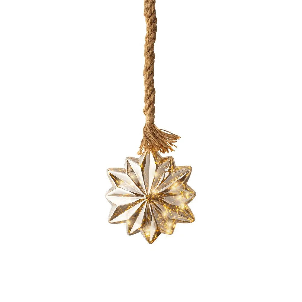 Decoratiune Craciun, model stea, cu fir iuta, 15 LED-uri, Ø 19 cm ...