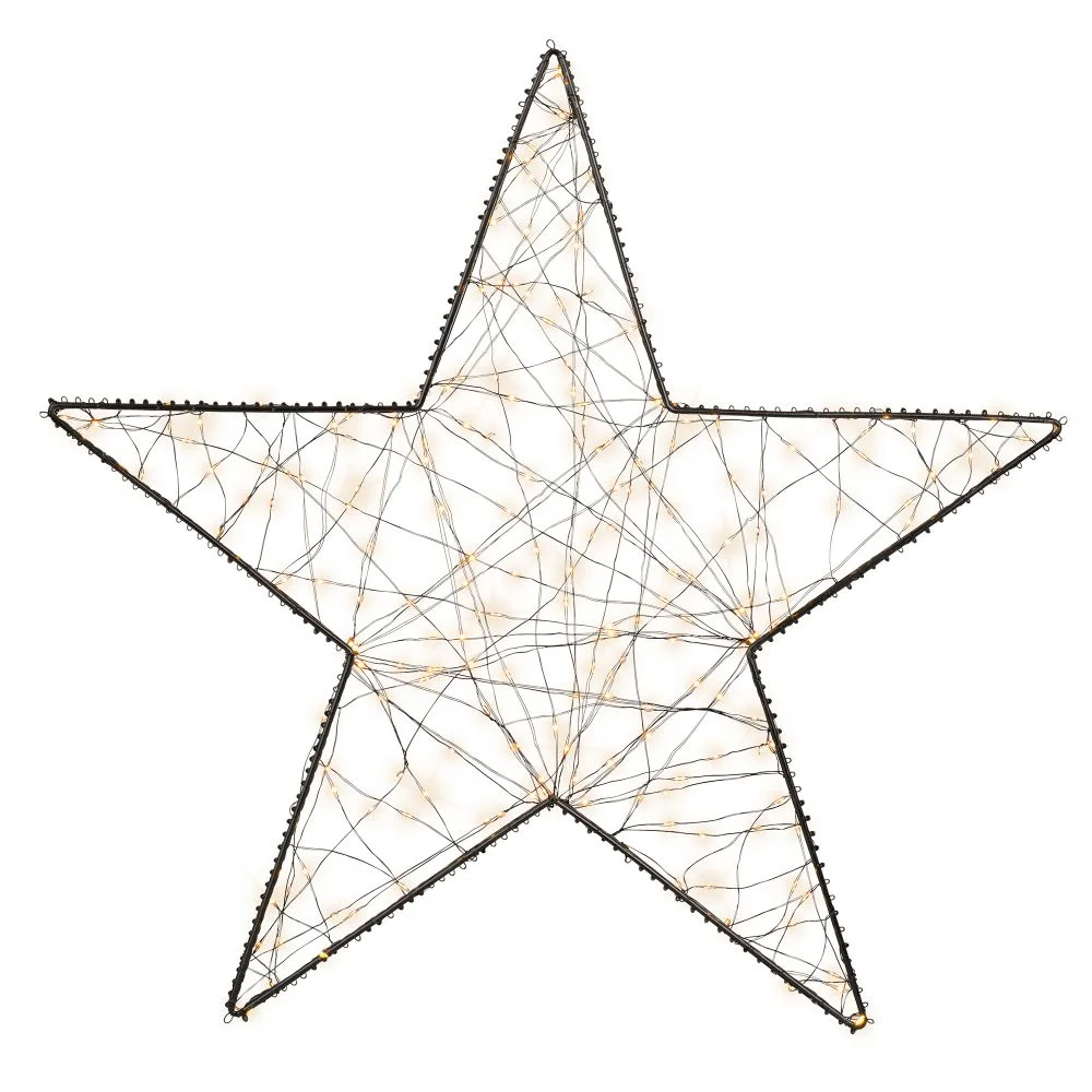 Decoratiune Craciun, model stea, 200 LED-ri, inaltime 58 cm, lumina galbena