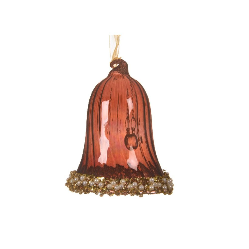 Glob de Craciun, pentru brad, model clopot, sticla, Ø 8 cm, rosu