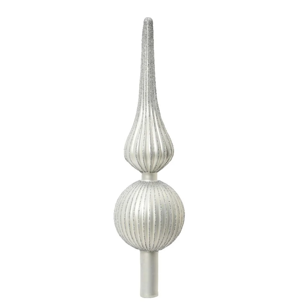 Varf de brad, model conic, linii verticale, sticla, inaltime 31 cm ...