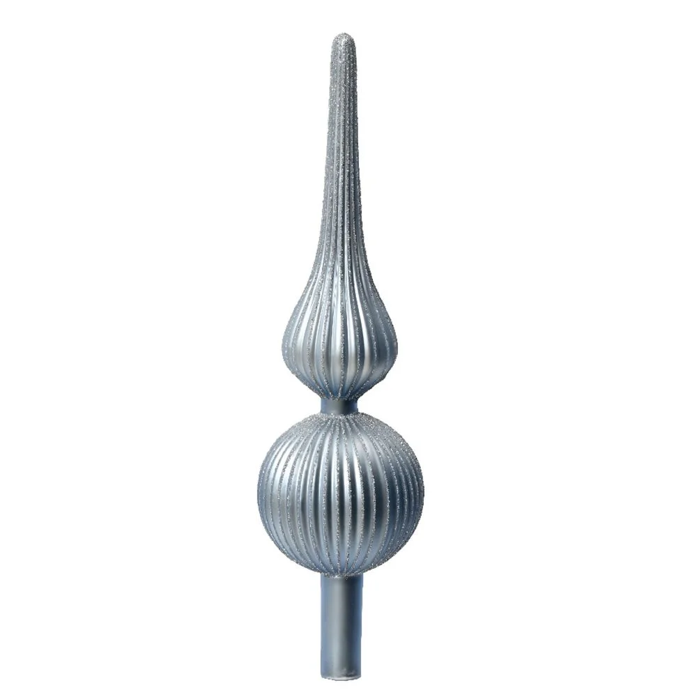 Varf de brad, model conic, linii verticale, sticla, inaltime 31 cm ...