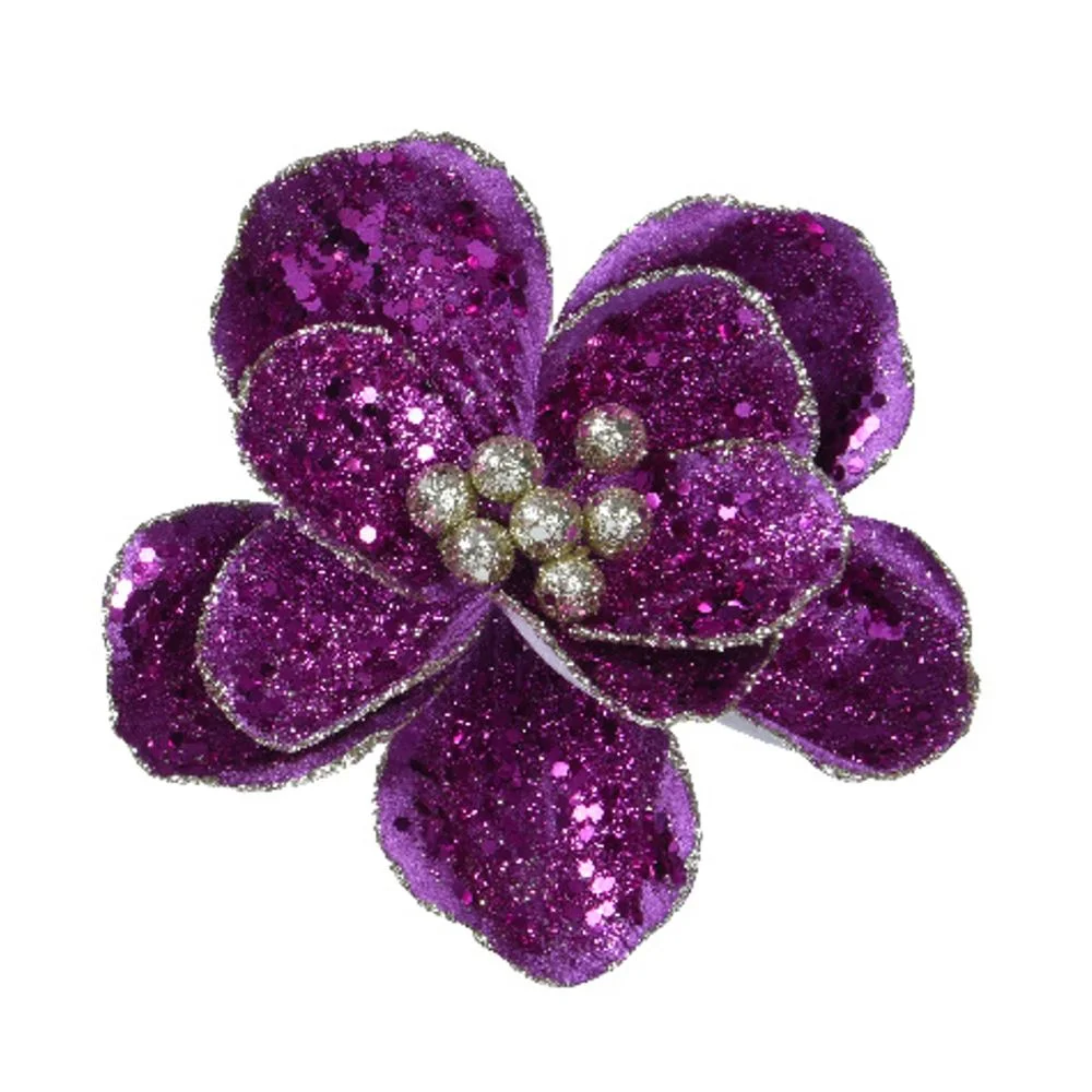 Floare artificiala, cu clips, poliester, Ø 15 cm, mov