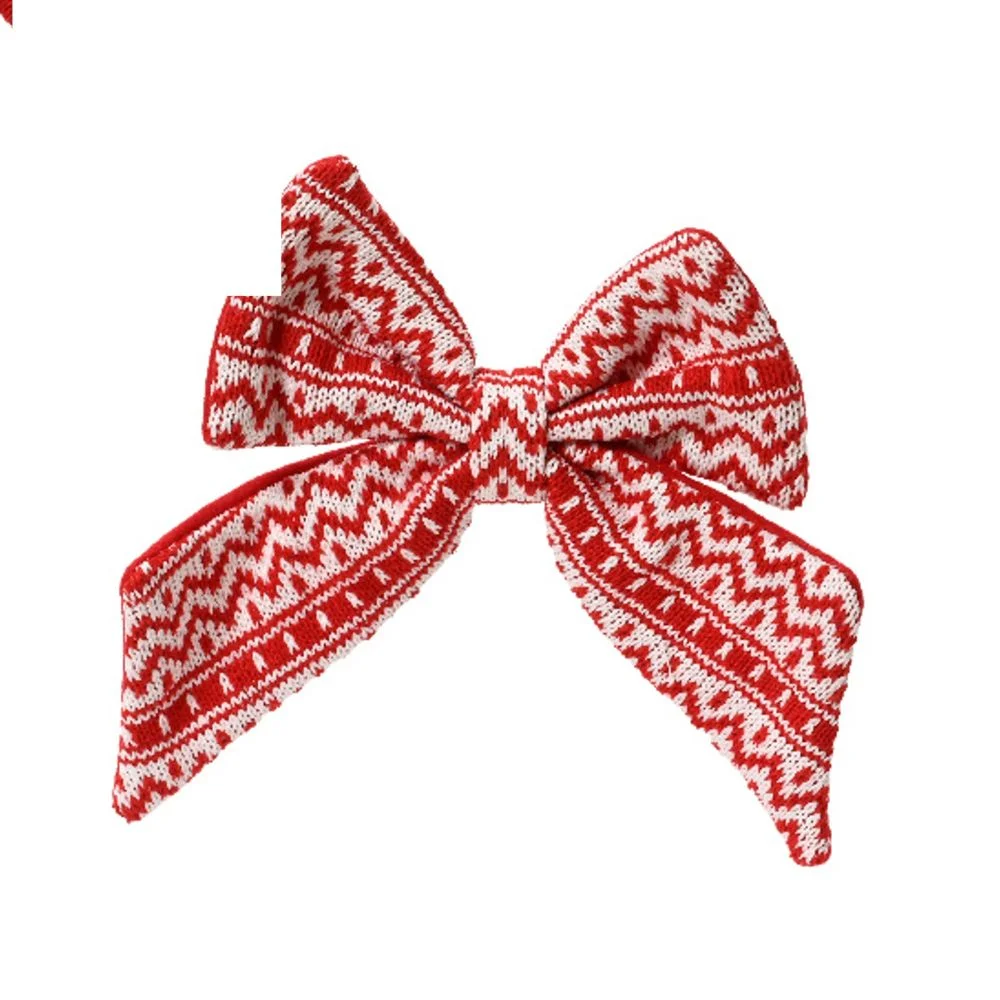 Fundita brad, model traditional, textil, inaltime 16 cm, rosu/alb