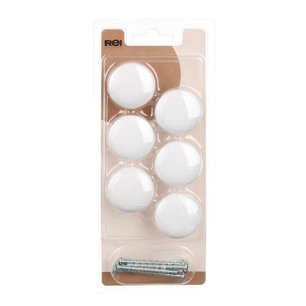 Set 6 butoni mobila 35 mm 824 portelan alb