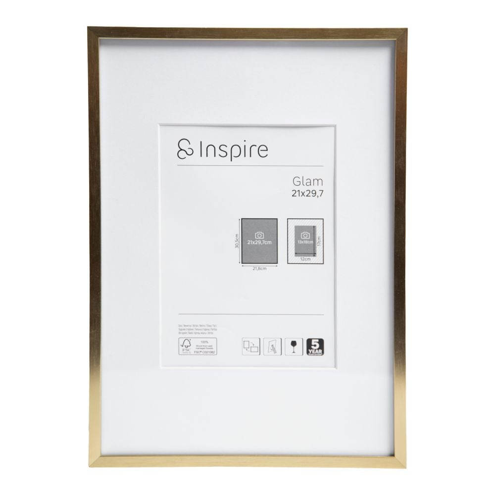 Rama foto Inspire Glam, 21 x 29.7 cm, metal, Brass