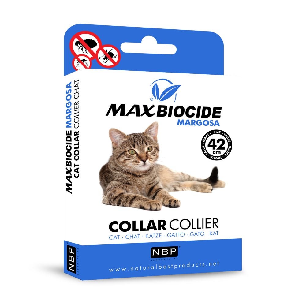 Zgarda antiparazitara pentru pisici, Max Biocide Margosa, 42 cm
