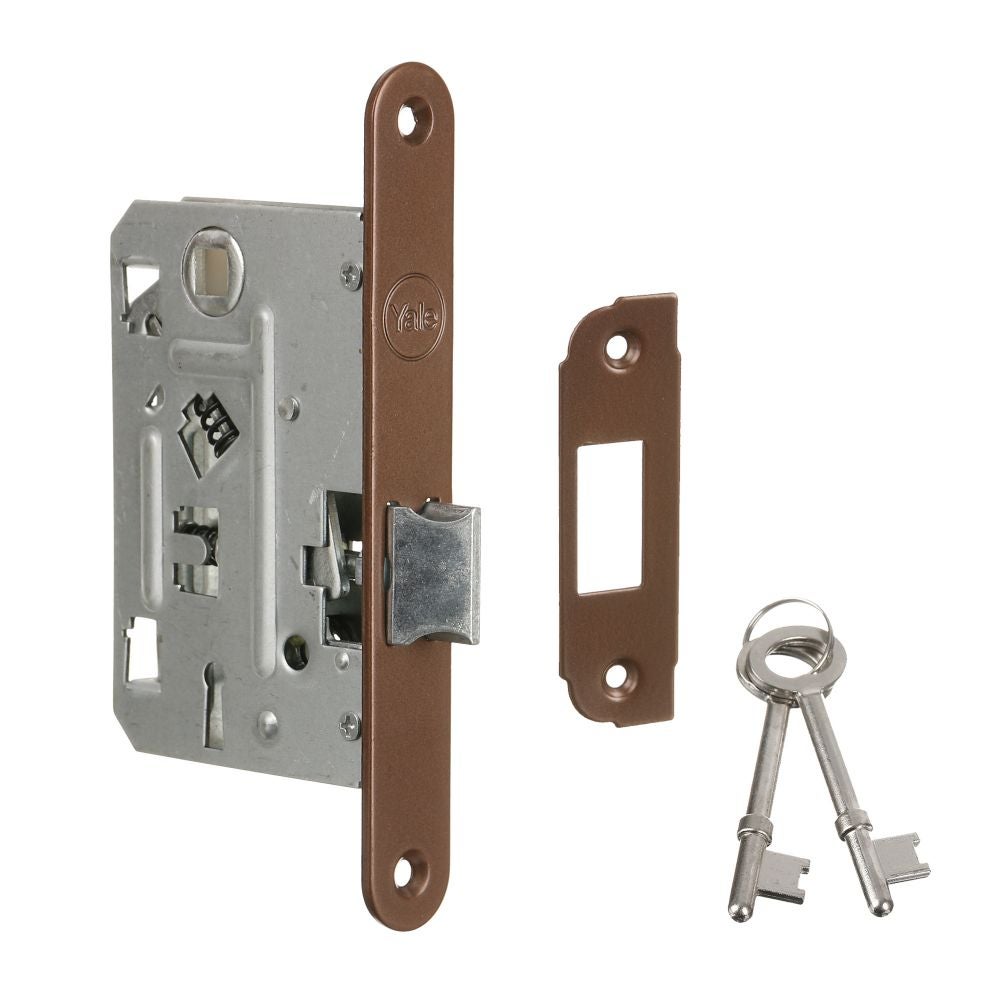 Broasca usa, incastrata, usa interior, inchidere cu cheie, 43 x 72 mm, maro