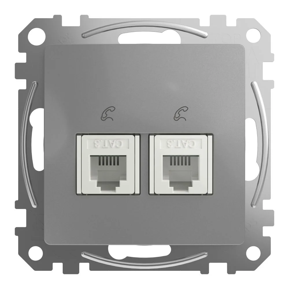 Priza telefon (RJ11) Sedna Design, clasica, IP20, aluminiu