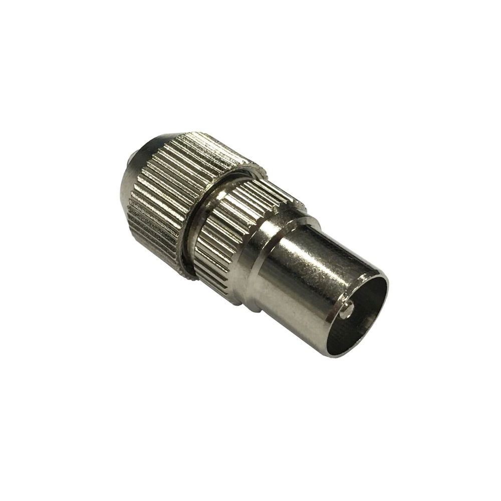 Mufa pentru cablu TV Lexman, coaxial, 9.52 mm, tata, metal, gri/argintie