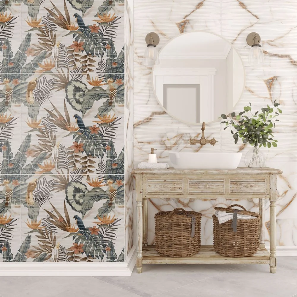 Decor faianta 24.4 x 74.4 cm, Goldie, set 3 placi