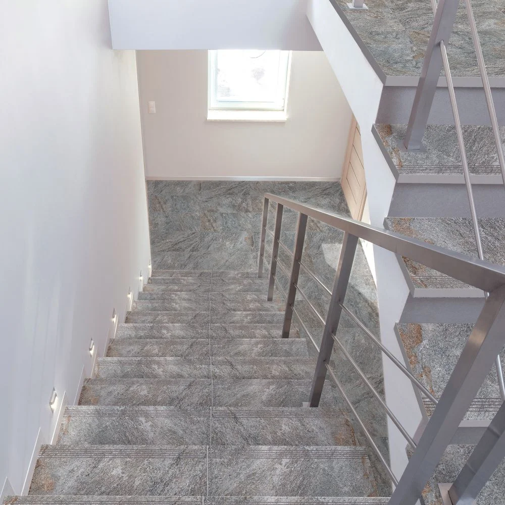 Treapta gresie 30 x 60 cm, Quartz, aspect piatra naturala, gri, mat ...