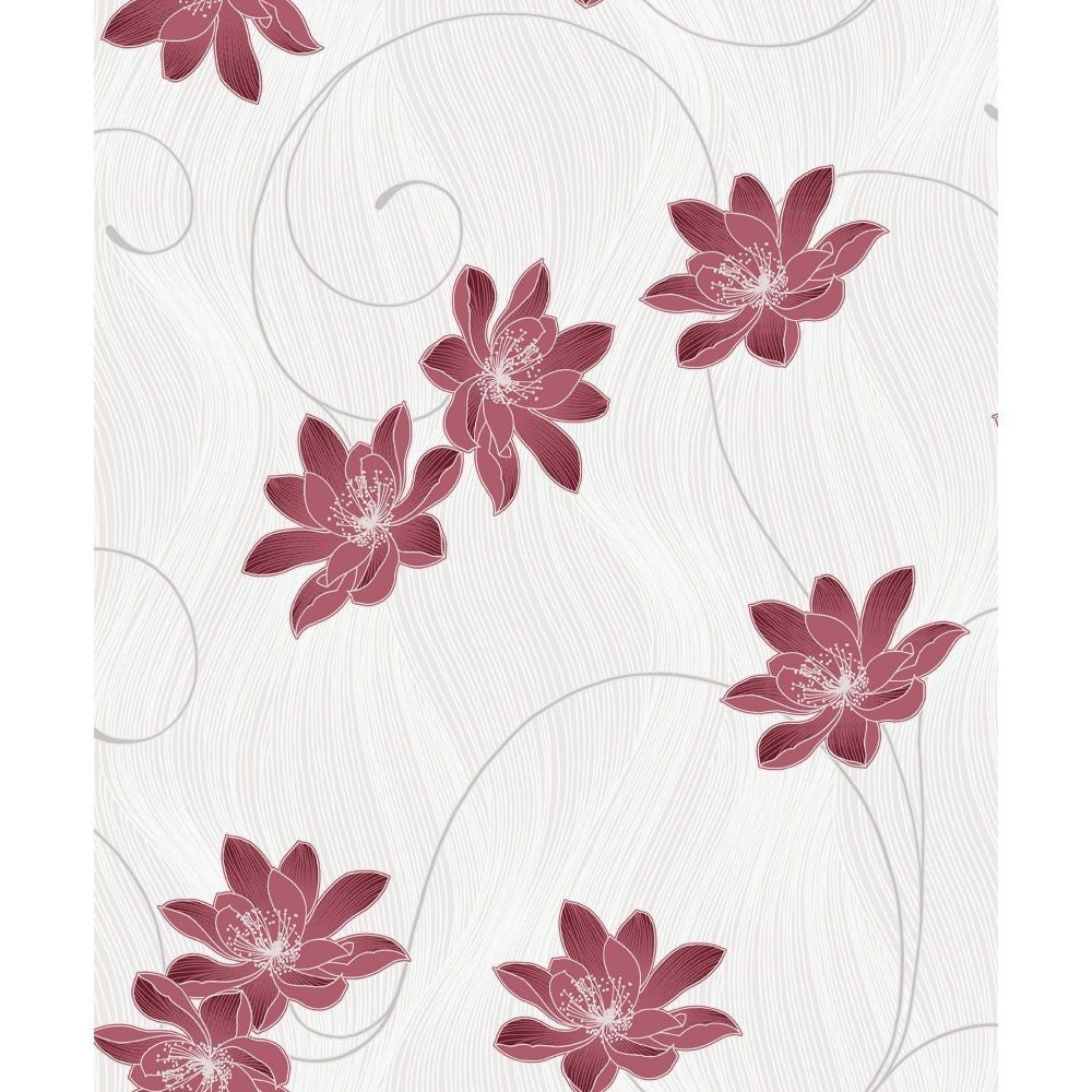 Tapet vinil Florencia, model floral, rosu, rola 10 x 0.53 m