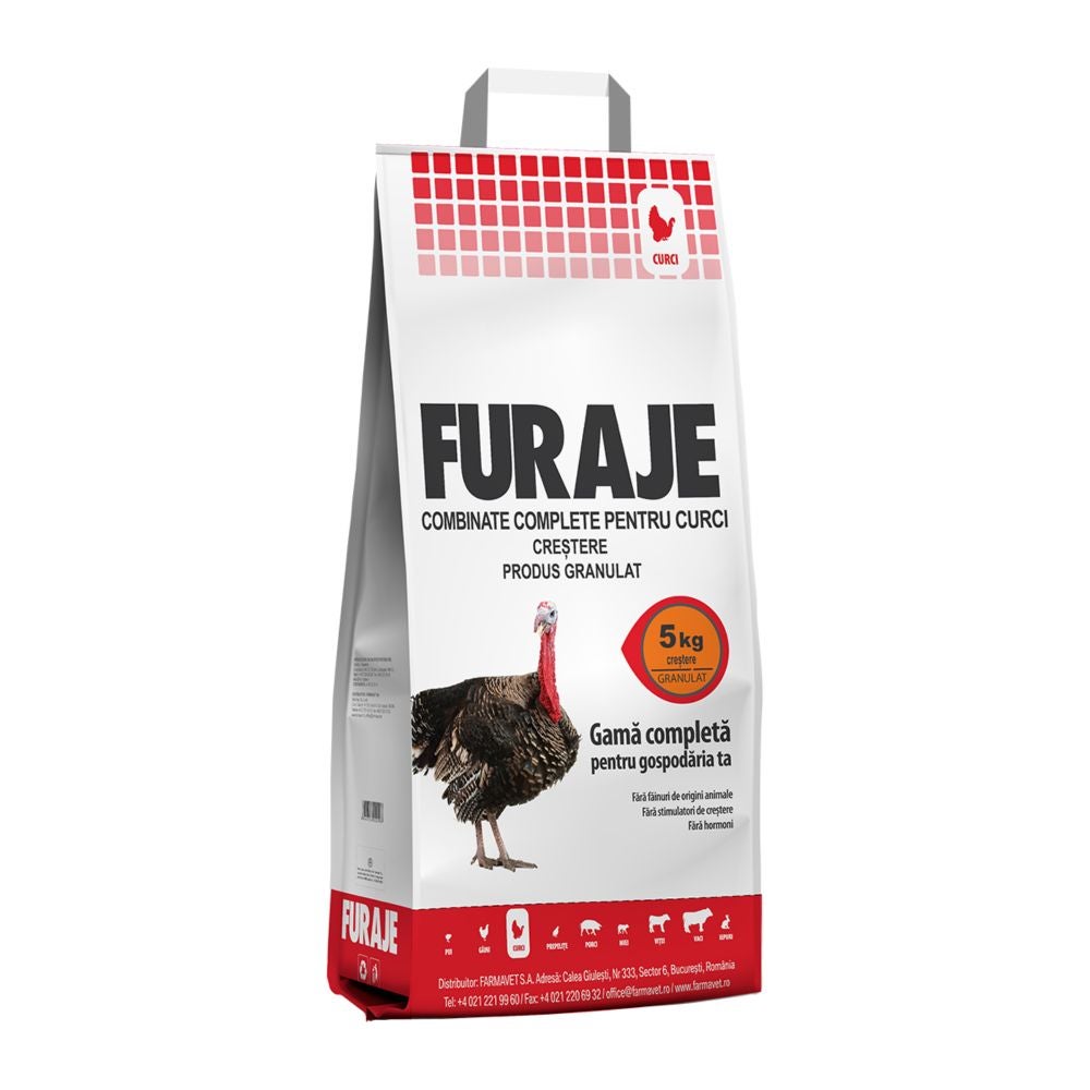 Furaj curci, Farmavet, pentru crestere, fara coccidiostatice, 5 kg