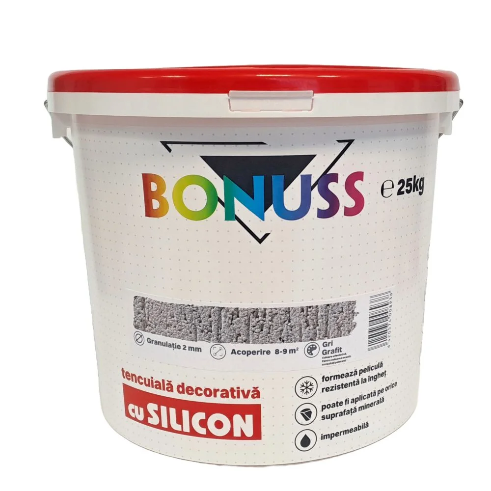 Tencuiala decorativa structurata cu silicon Bonuss, gri grafit, 2 mm ...