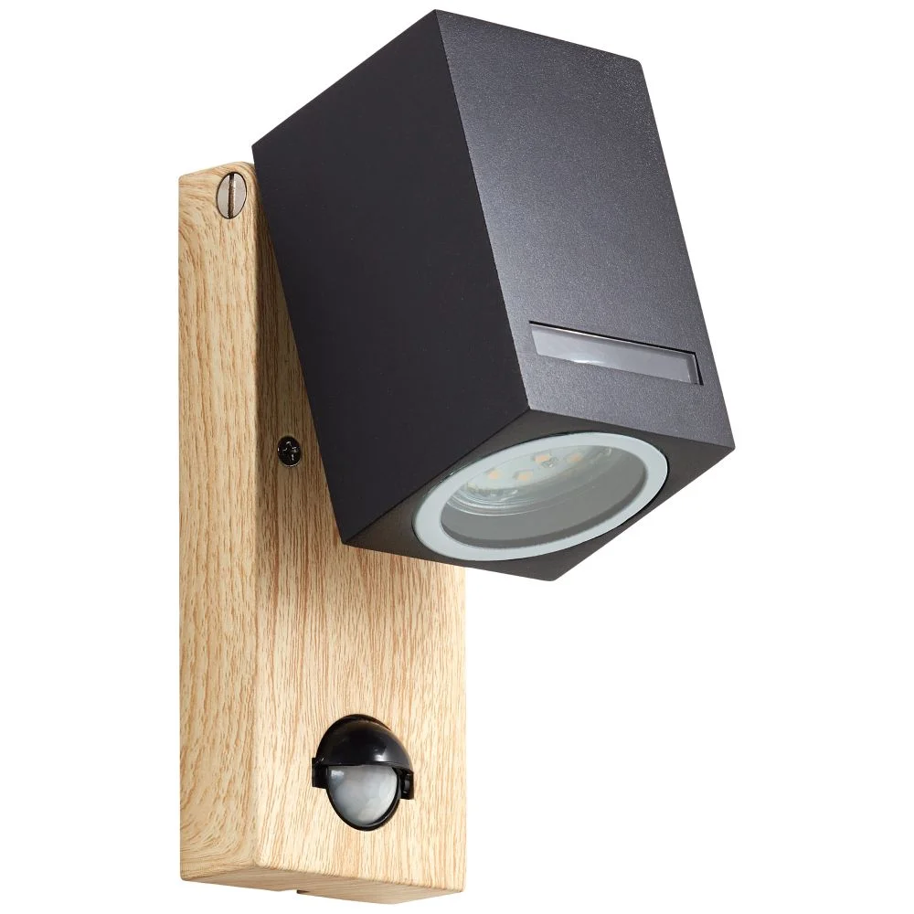 Aplica exterior Galeni, 1 x G9, 20 W, IP44, negru, cu senzor de miscare