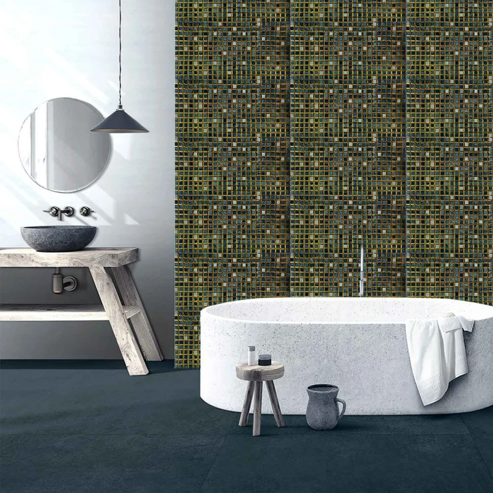 Decor faianta, 30 x 60 cm, Blue Metalic Mozaic, model mozaic, rectificat