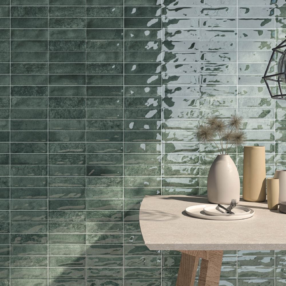 Faianta 31.6 x 60 cm, Moha Bricks, verde, lucios