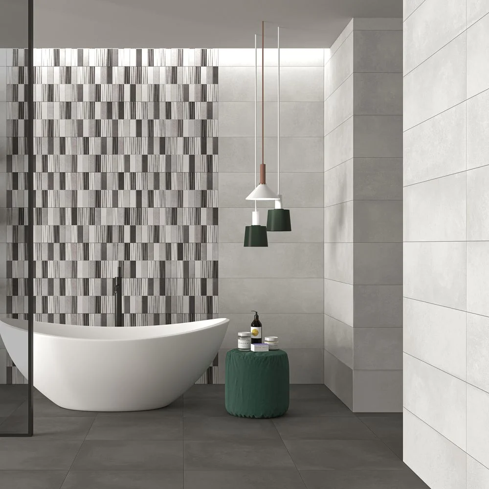 Faianta 30 x 90 cm, Balance Perla, aspect beton, gri, mat