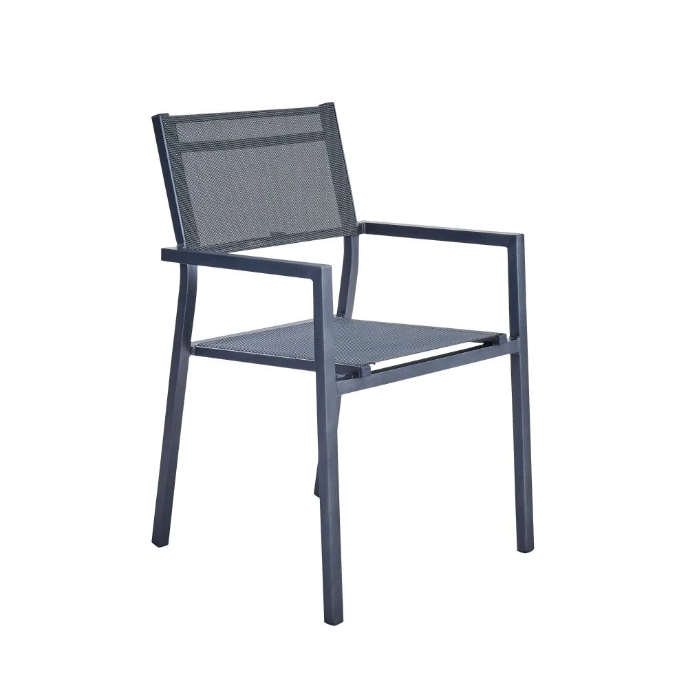 Scaun gradina Naterial Orion Alpha, cu brate, aluminiu/textil, gri antracit