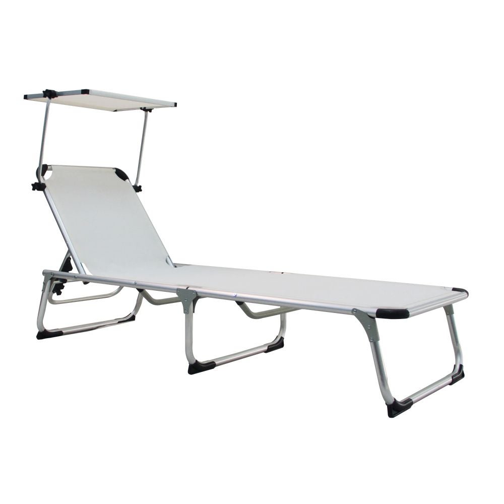 Sezlong pliabil Azur, aluminiu/textil, 61 x 188 x 108 cm, alb