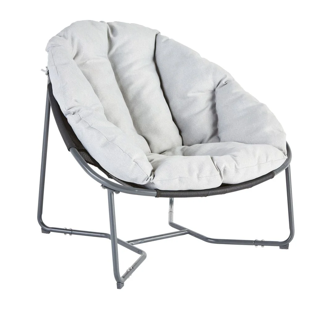Scaun gradina, Naterial Cocoon, cu perna, otel/textil, gri