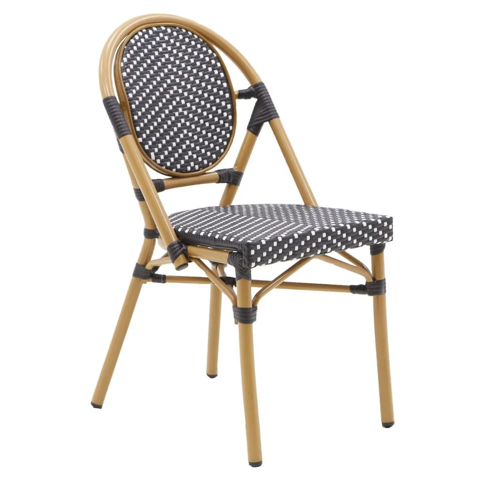 Scaun gradina Naterial Paris, aluminiu/rachita, 46 x 57 x 86 cm, negru