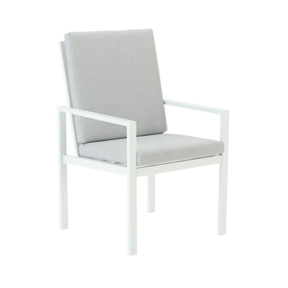 Set 2 scaune gradina Naterial Athena, cu brate, aluminiu, alb