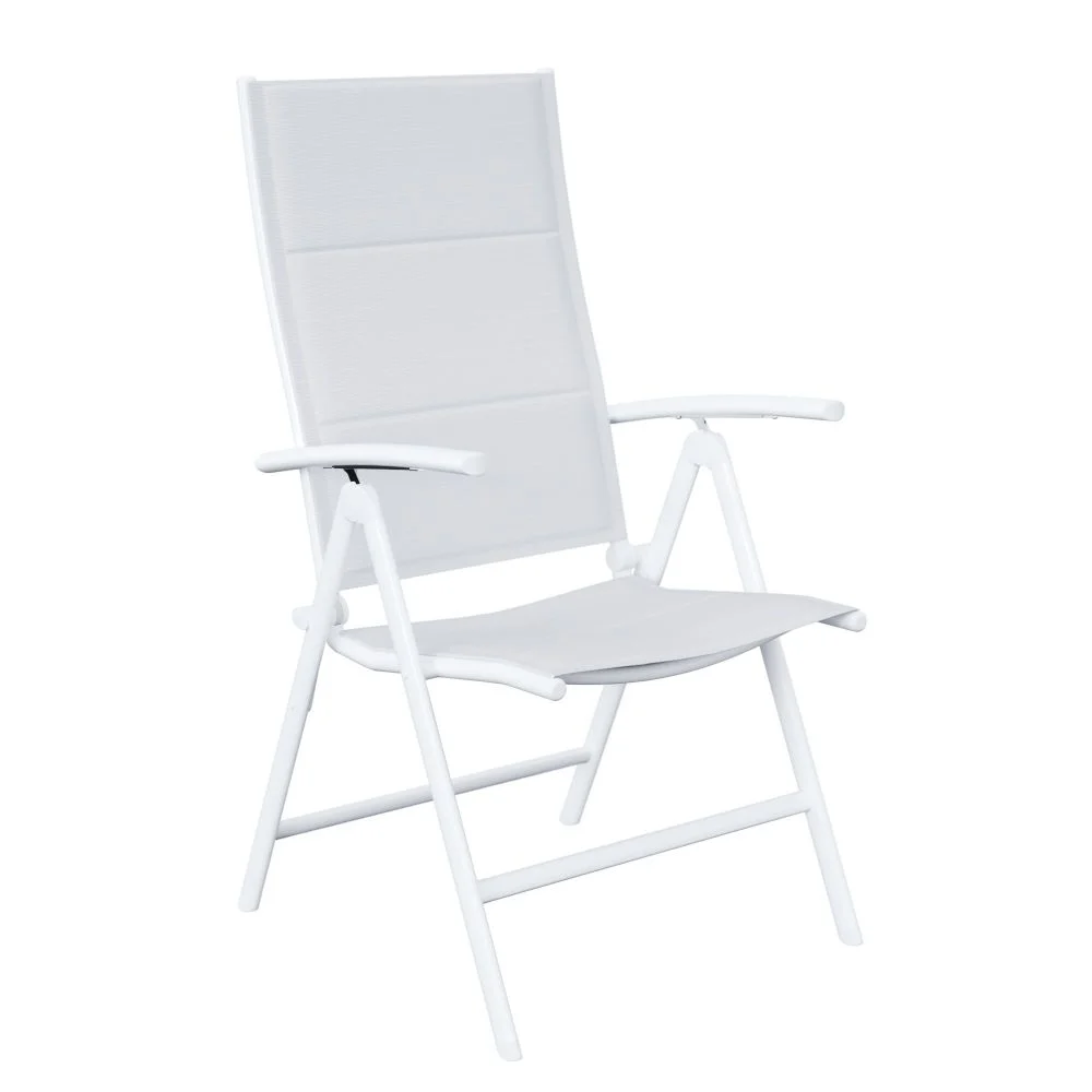 Scaun gradina, Naterial Orion II, cu brate, pliabil, aluminiu/textil, alb