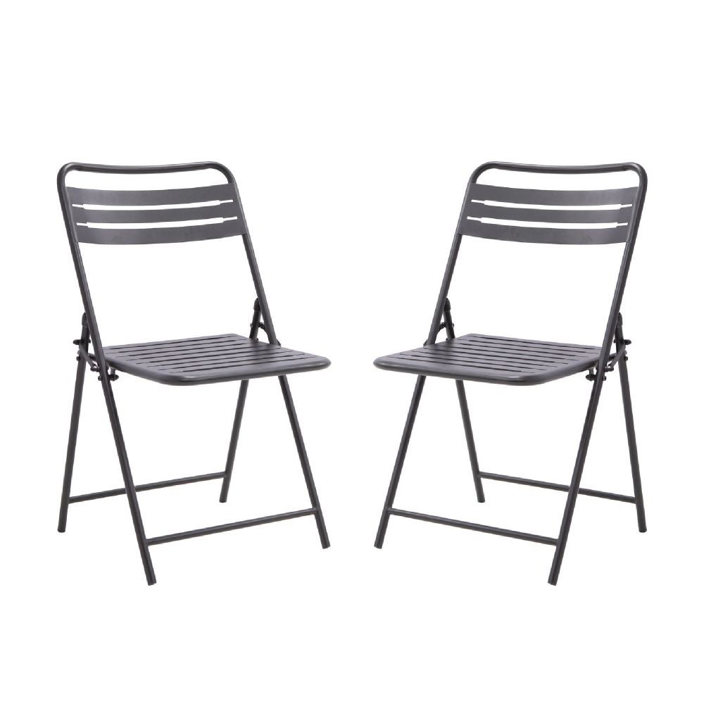 Set 2 scaune gradina Cafe II, pliabile, otel, gri antracit
