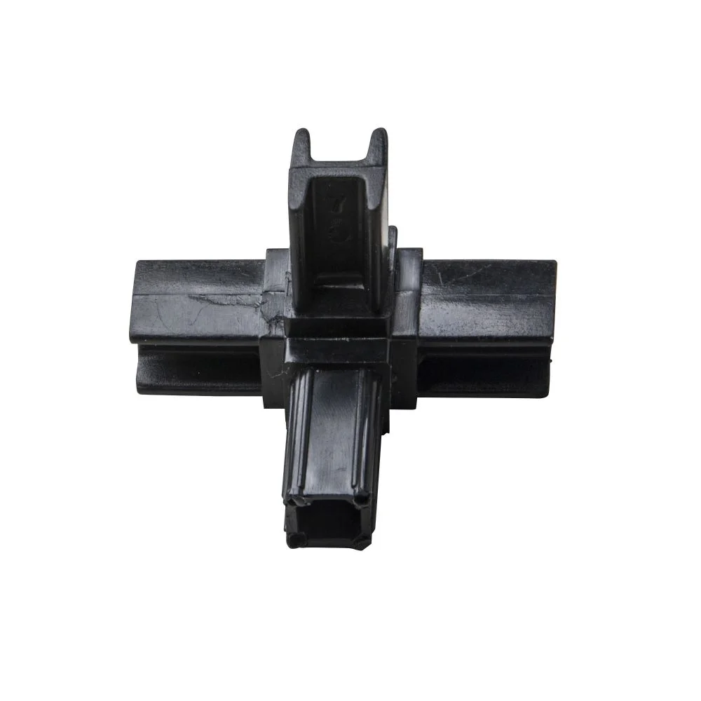 Conector PVC 20 x 20, 4 directii, patrat gol, negru