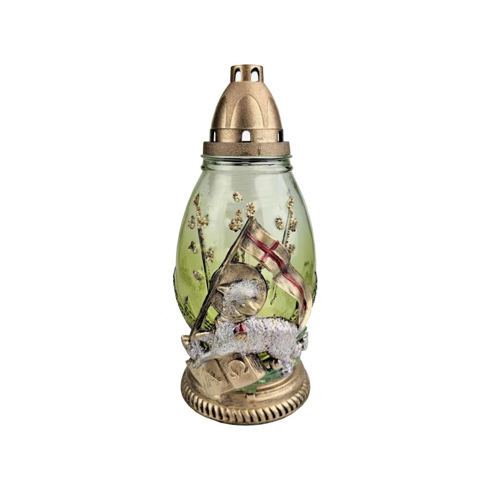 Candela sticla, decor Paste/miel